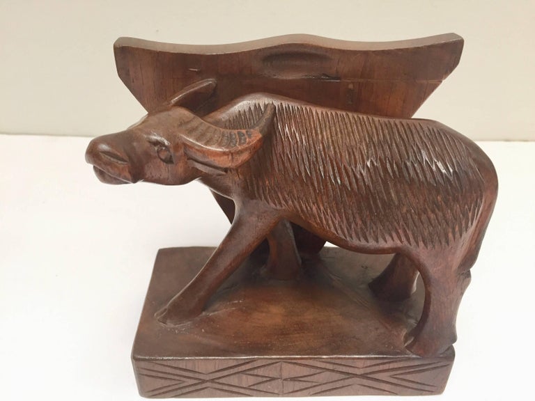 Hand-Carved Wooden Sculpture of African Buffalo Bookends at 1stDibs ...