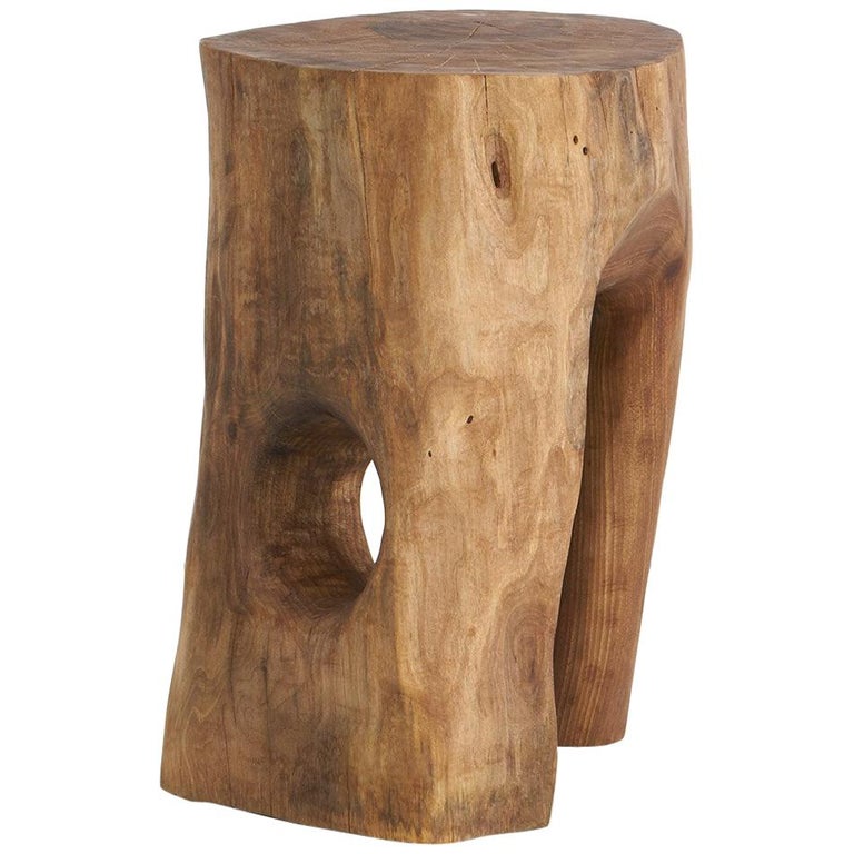 Hand-Carved Wooden Stool at 1stdibs