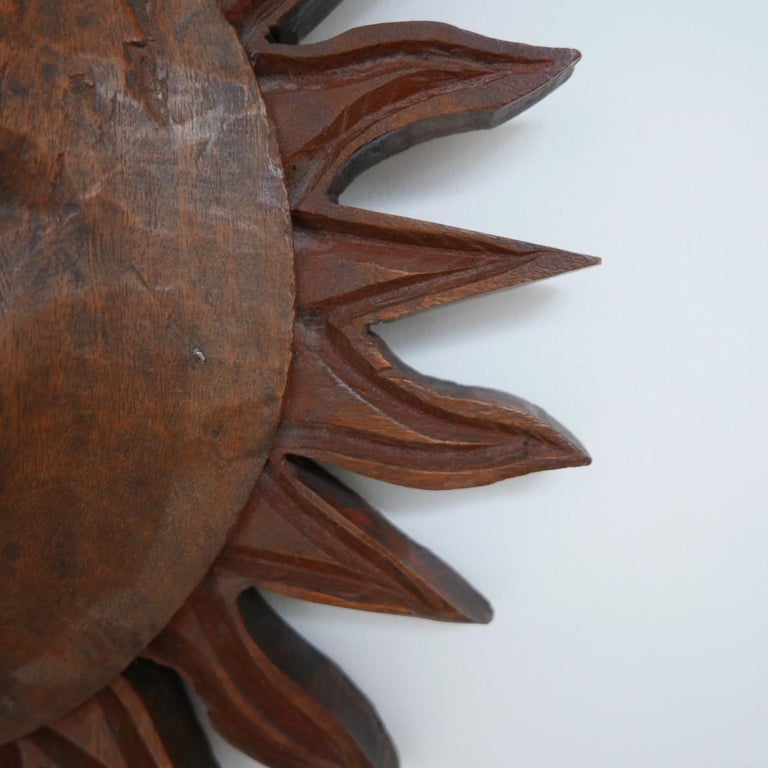 Hand Carved Wooden Sun Wall Hanging at 1stDibs