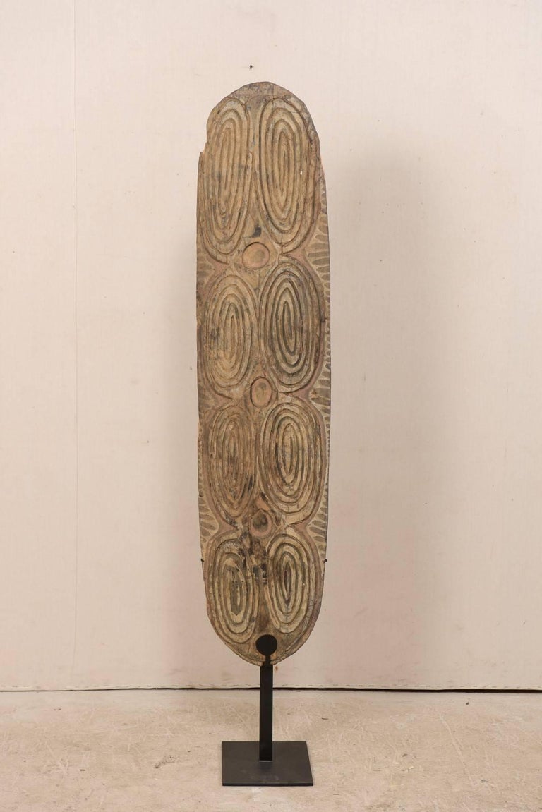 Hand-Carved Wooden War Shield from Ambunti Mountain Region of Papua New ...