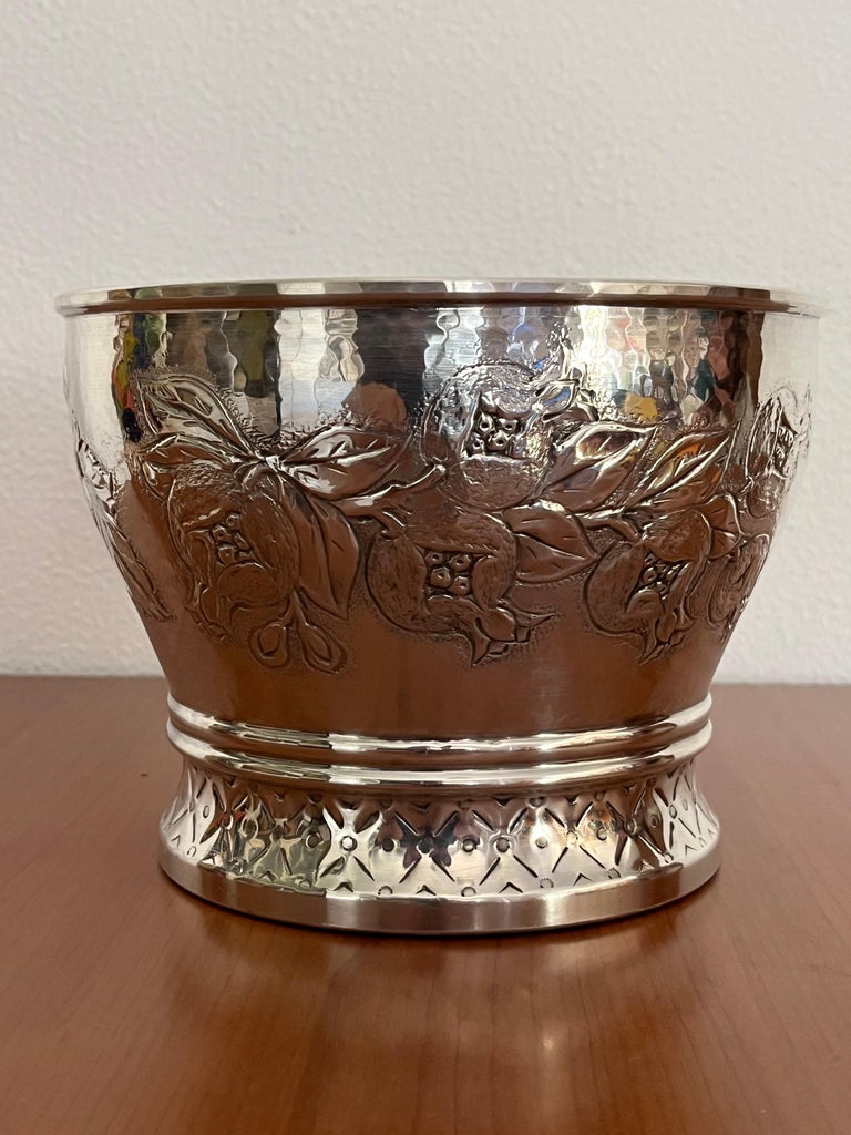 Hand Chiseled 925 Sterling Silver Champagne Bucket, Italy, 1990s For ...