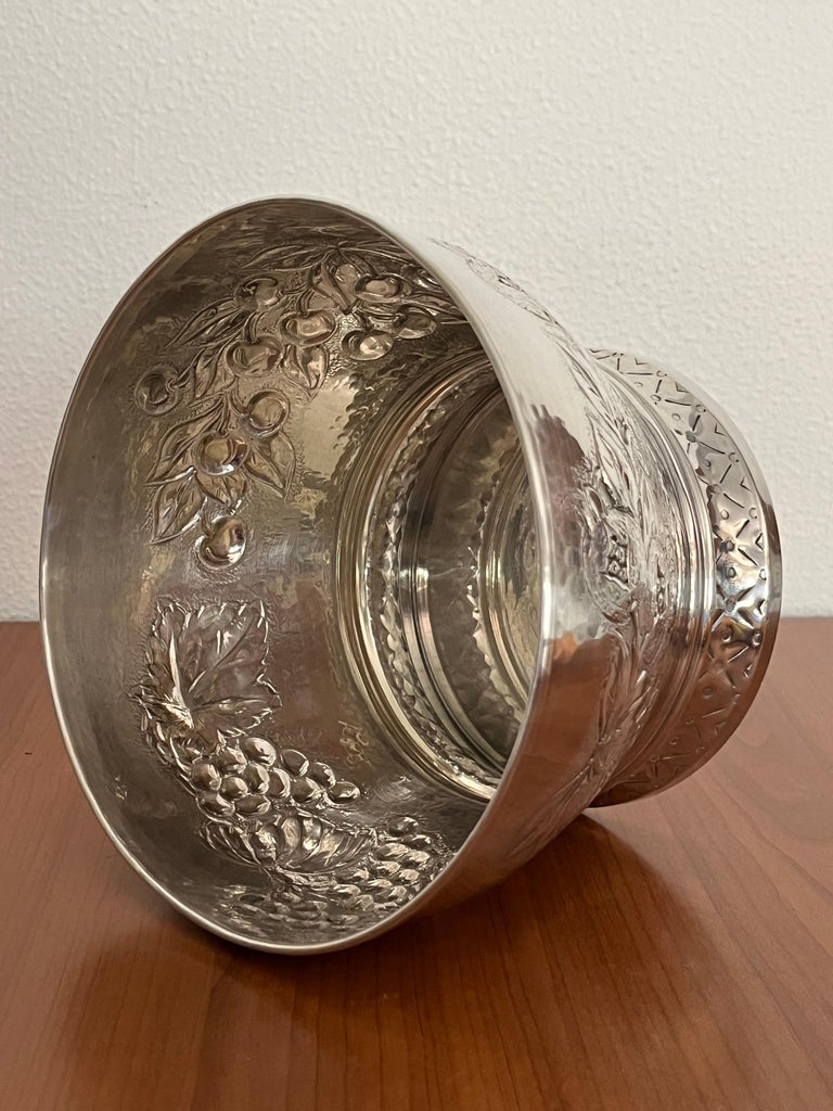 Hand Chiseled 925 Sterling Silver Champagne Bucket, Italy, 1990s For ...