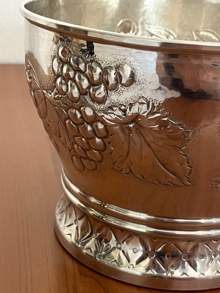 Hand Chiseled 925 Sterling Silver Champagne Bucket, Italy, 1990s For ...