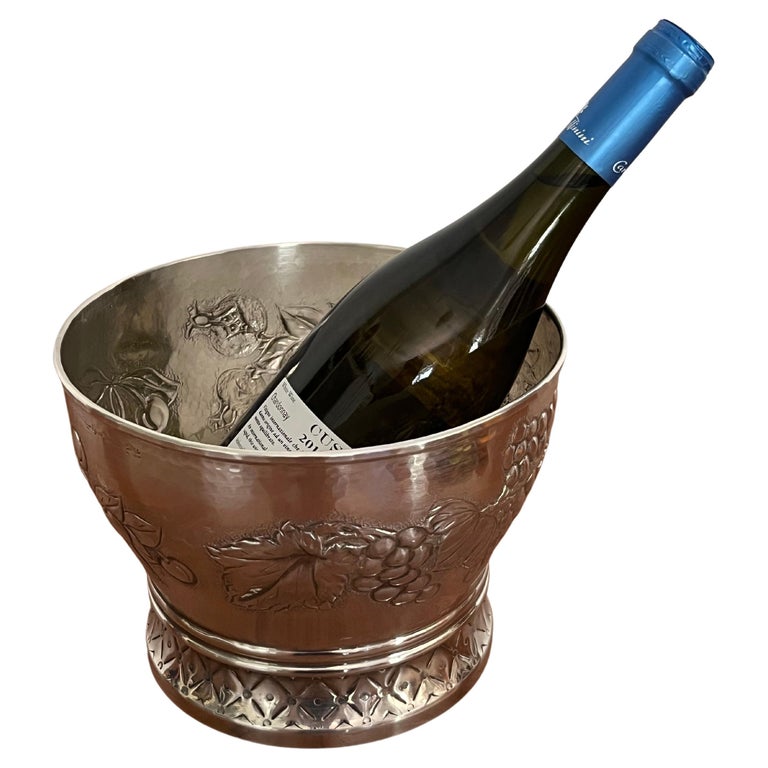 Hand Chiseled 925 Sterling Silver Champagne Bucket, Italy, 1990s For ...