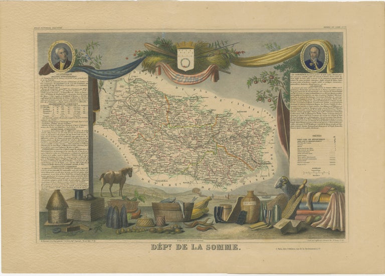 Hand Colored Antique Map of the department of Somme, France For Sale at ...