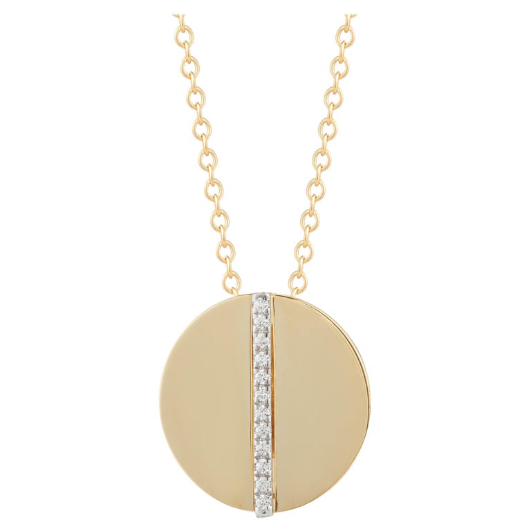 Hand-Crafted 14 Karat Yellow Gold Dainty Round-Shaped Pendant For Sale ...