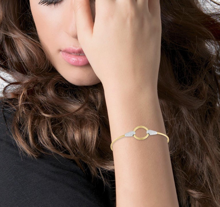 Handcrafted 14 Karat Yellow Gold Open Circle Wire Bracelet For Sale at ...