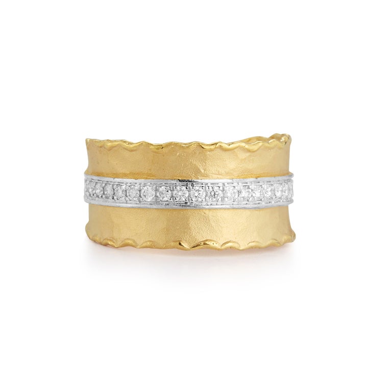 Customizable Hand-Crafted 14 Karat Yellow Gold Ruffled Edge Ring For ...