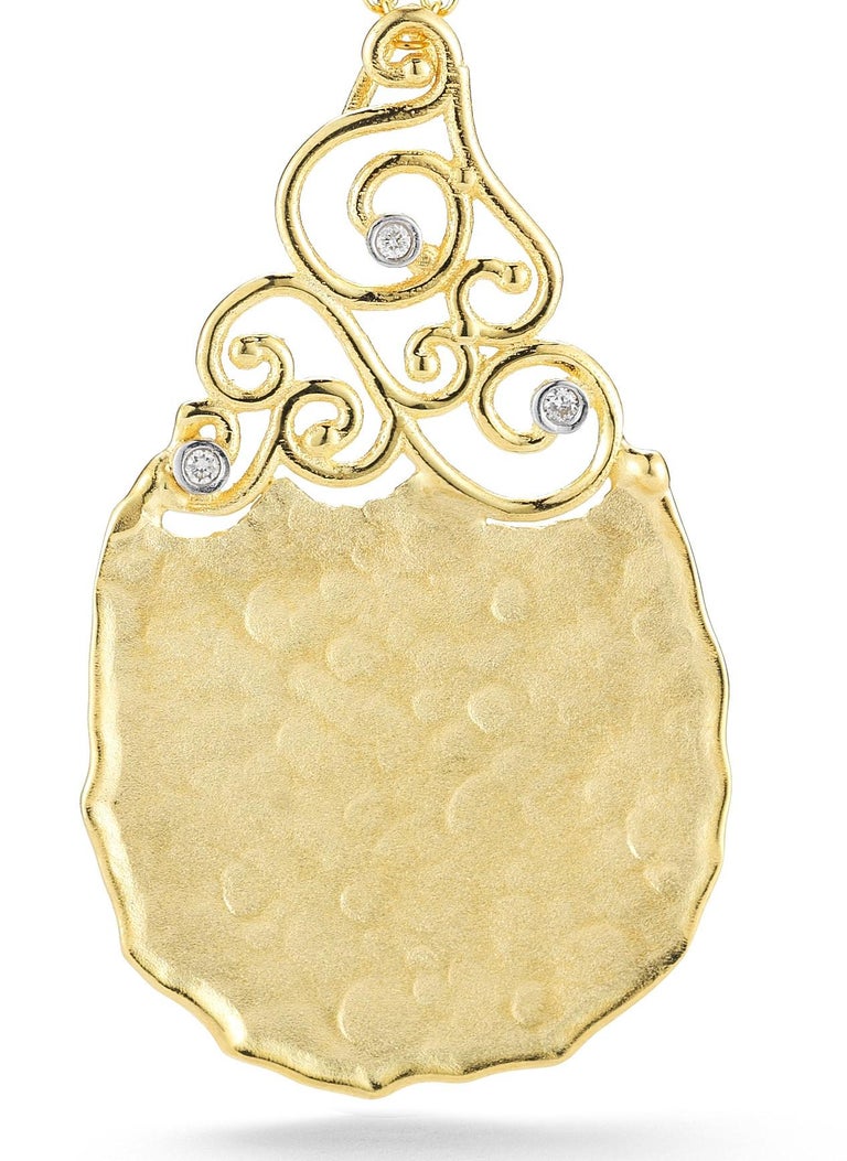 Handcrafted 14 Karat Yellow Gold Tear-Drop Filigree Pendant For Sale at ...