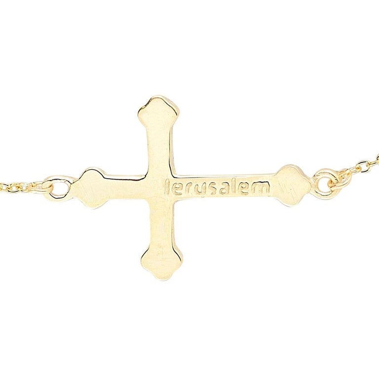 Hand-Crafted 14K White Gold East-to-West Off-Center Cross Necklace For ...