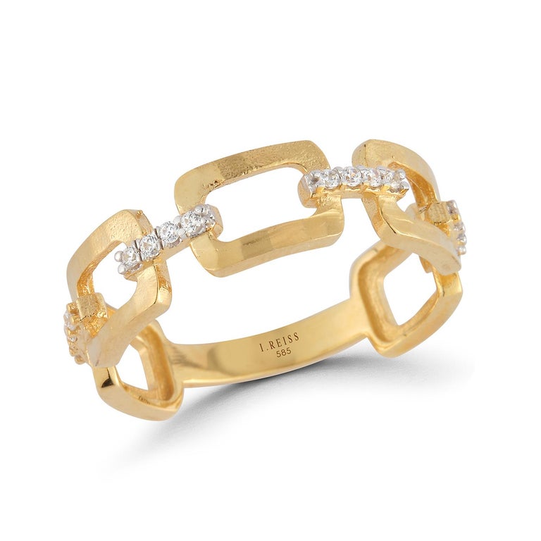 Customizable Handcrafted 14k Yellow Gold 0.07cttw Open Link Ring For ...