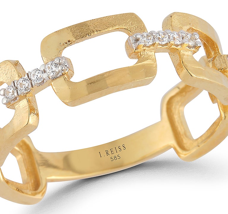 Customizable Handcrafted 14k Yellow Gold 0.07cttw Open Link Ring For ...