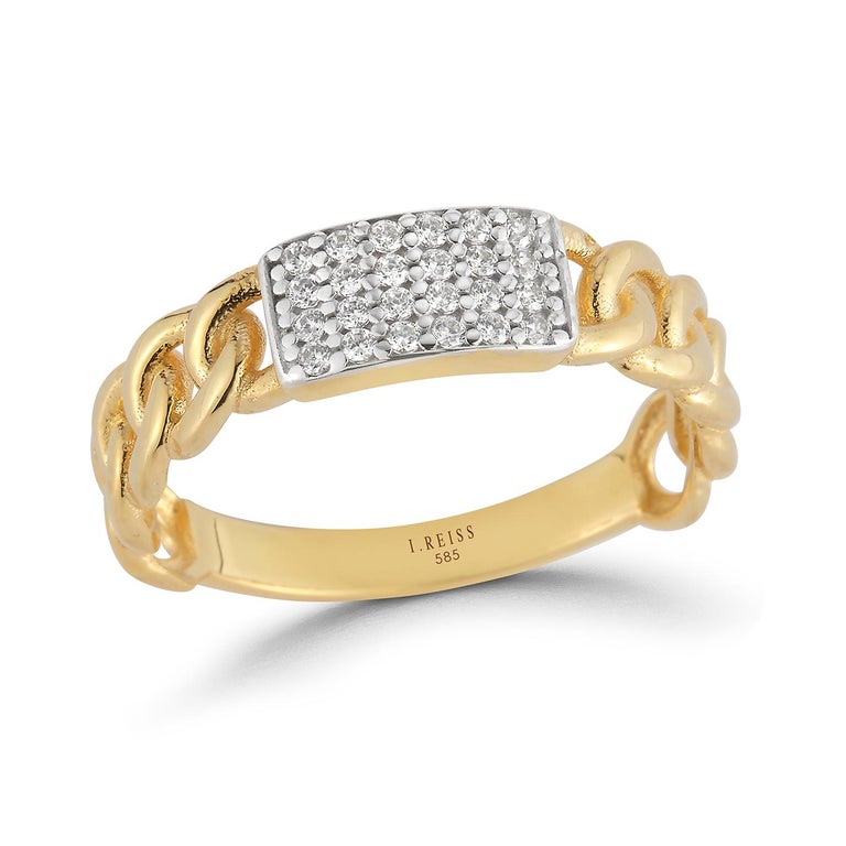 Customizable Handcrafted 14k Yellow Gold 0.14cttw Braided ID Ring For ...