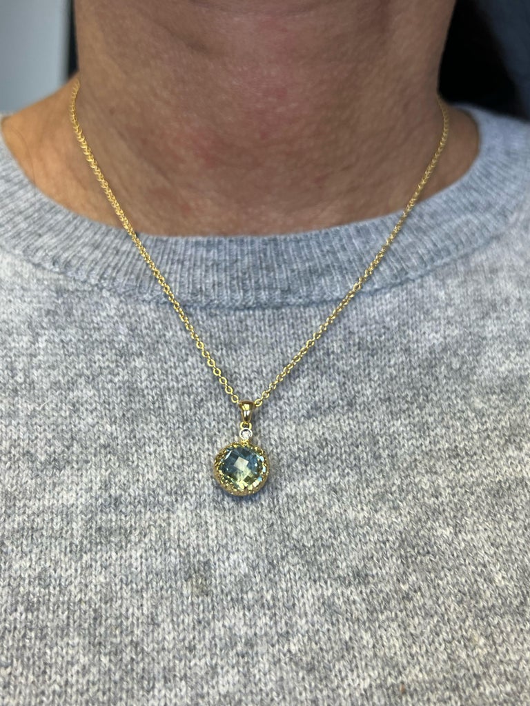 Handcrafted 14k Yellow Gold 3.25 Carat Green Amethyst Color Stone ...