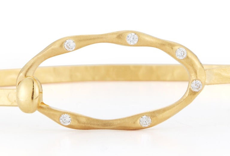 Handcrafted 14 Karat Yellow Gold Open Oval Bangle Bracelet For Sale at ...