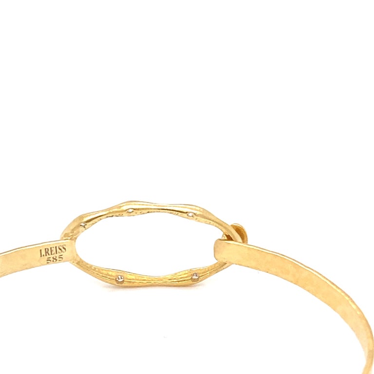 Handcrafted 14 Karat Yellow Gold Open Oval Bangle Bracelet For Sale at ...
