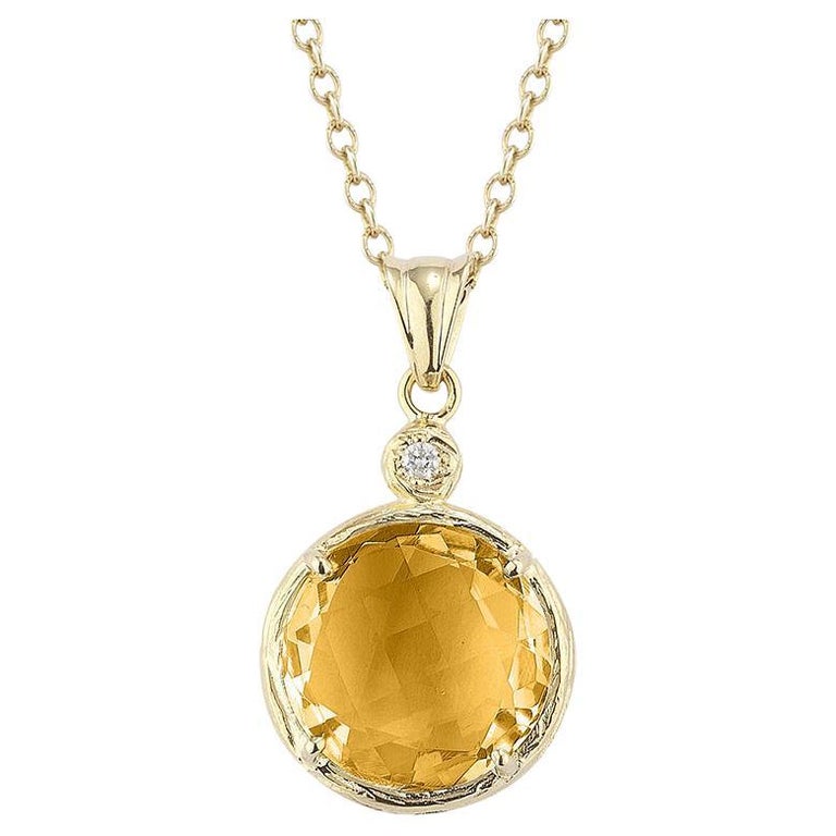Hand-Crafted 14K Yellow Gold Citrine Color Stone Pendant For Sale at ...