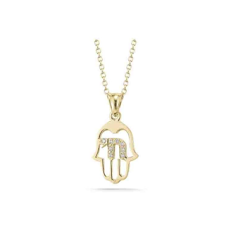 Hand-Crafted 14K Yellow Gold Hand-of-God 'Hamsa Hand' Pendant For Sale ...