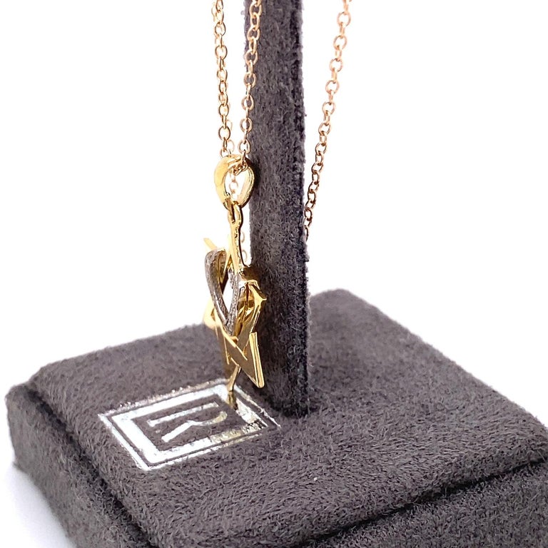 Hand-Crafted 14K Yellow Gold Intertwined Heart and Star of David ...