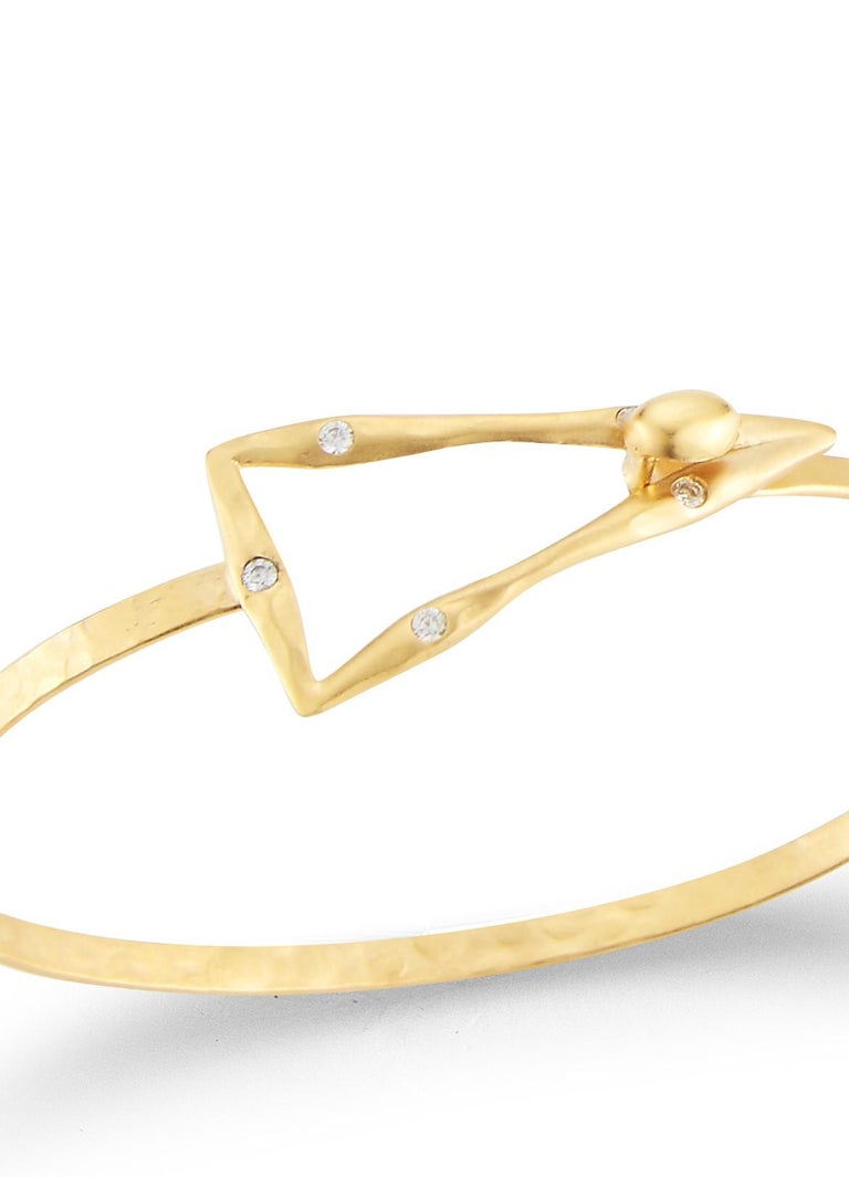 Hand-Crafted 14K Yellow Gold Open Triangle Bangle Bracelet For Sale at ...