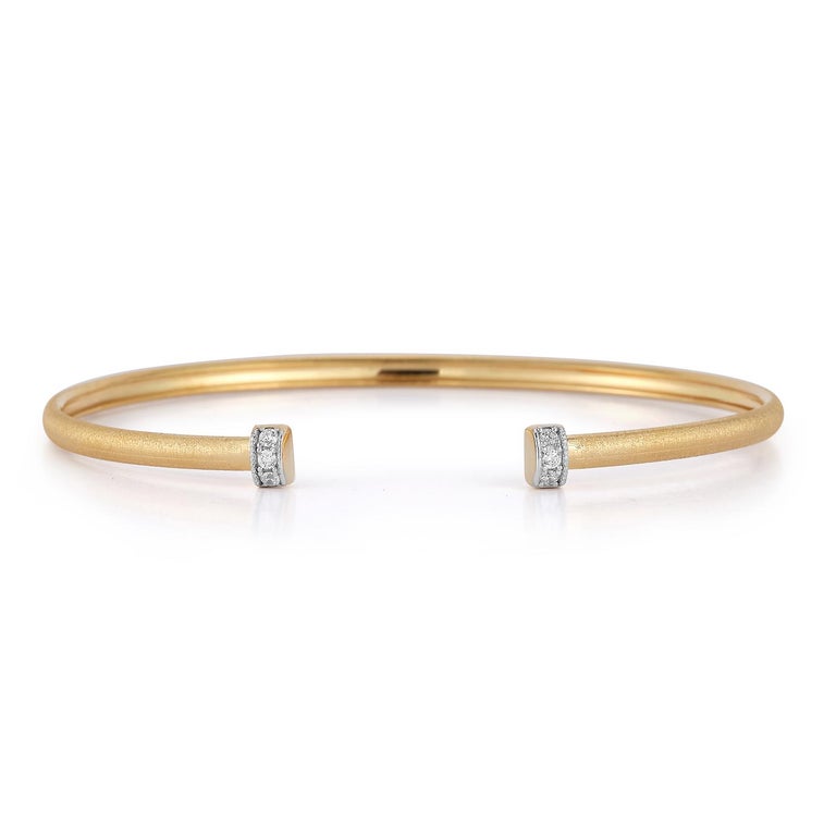Hand-Crafted 14K Yellow Gold Satin-Finished Bangle Bracelet For Sale at ...