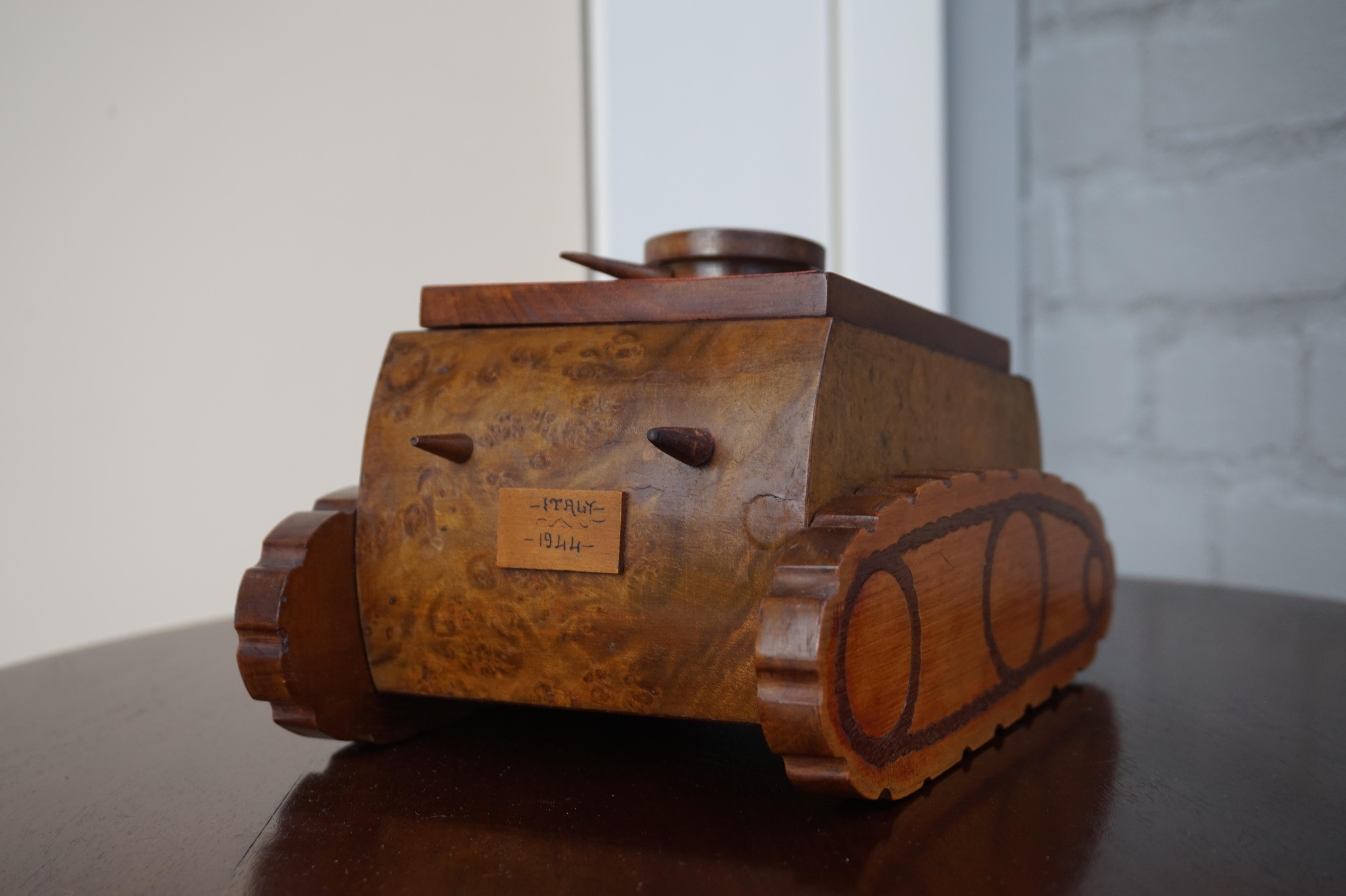Handcrafted and Inlaid World War II Italian Nutwood Tank Design ...