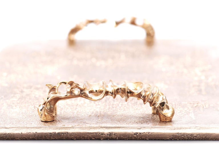 Handcrafted and Polished Cast Bronze Bar Tray For Sale at 1stDibs