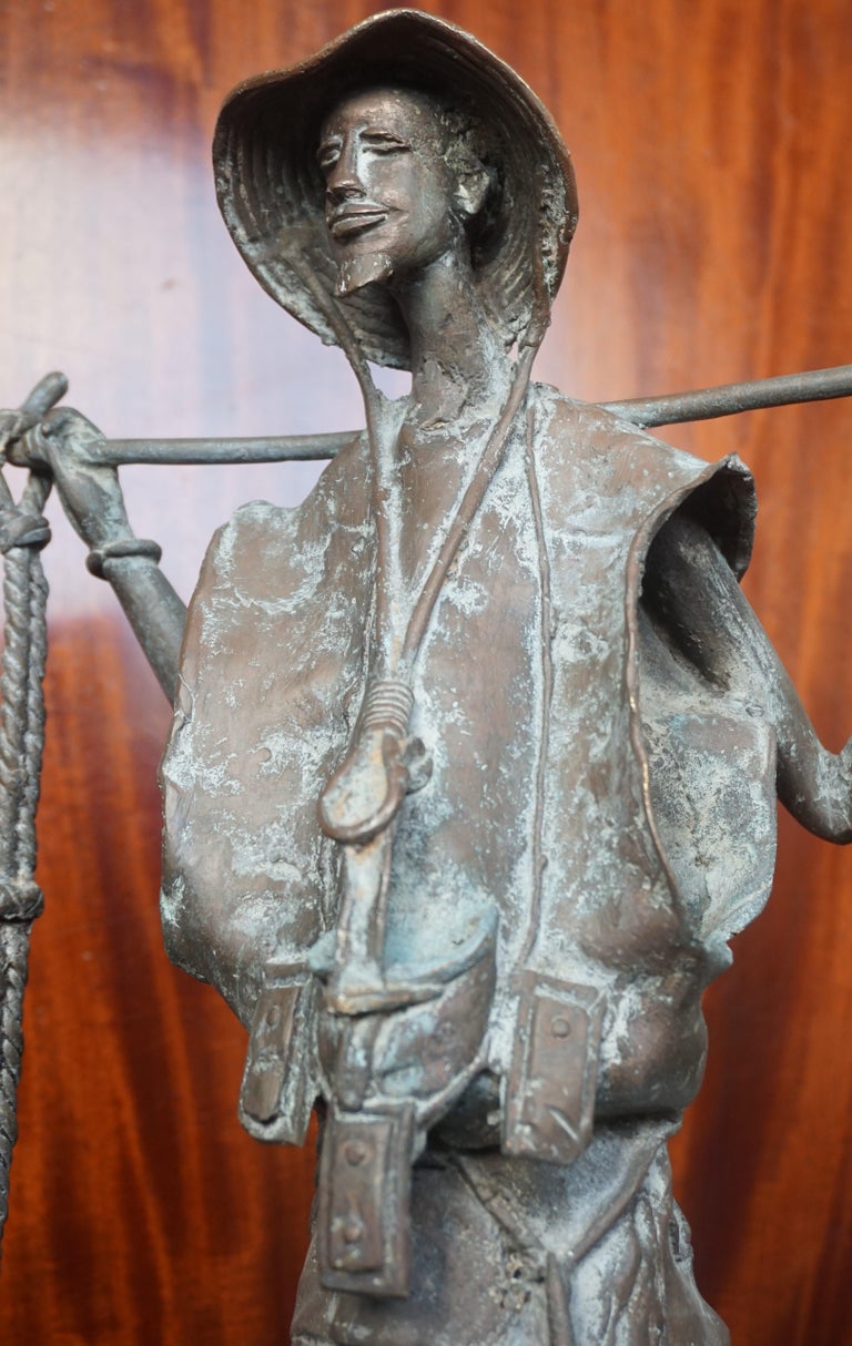Handcrafted and Wonderful Tall African Male Water Carrier Bronze ...