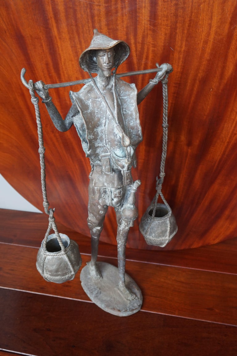 Handcrafted and Wonderful Tall African Male Water Carrier Bronze ...