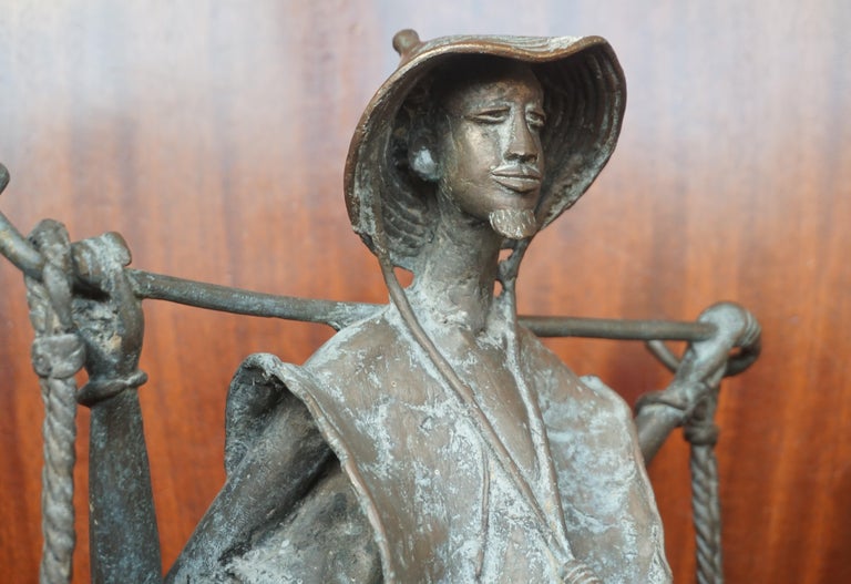 Handcrafted and Wonderful Tall African Male Water Carrier Bronze ...