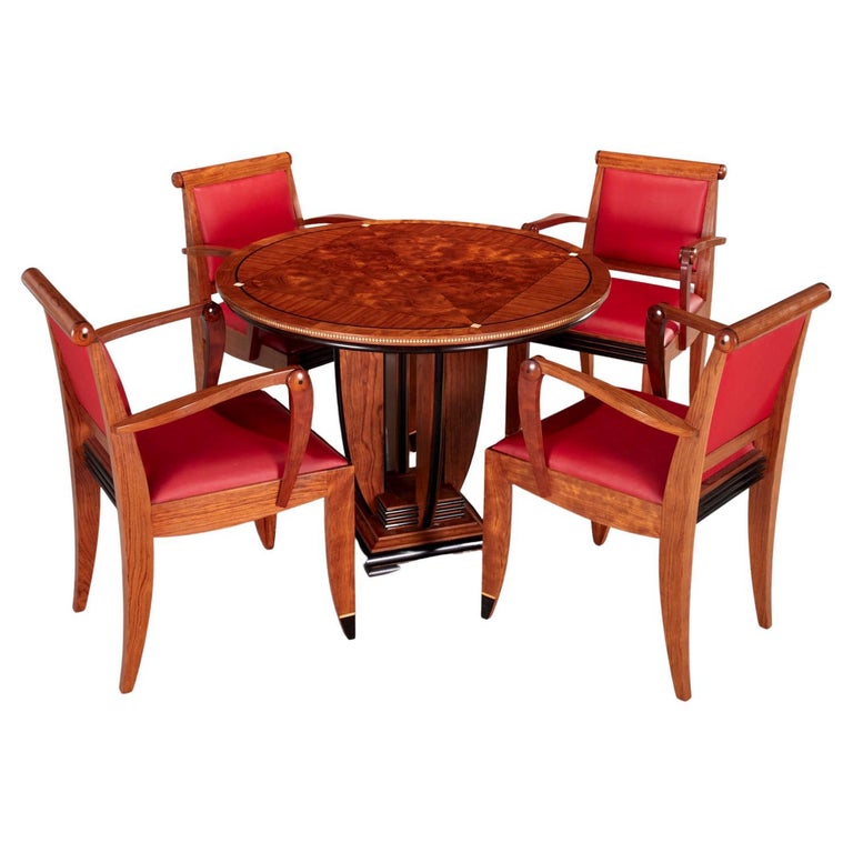 Hand Crafted Art Deco Style Games Table and Four Chairs Ronald C ...