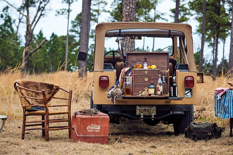 Handcrafted Campaign Chest Field Bar in Walnut and Brass by Alabama ...