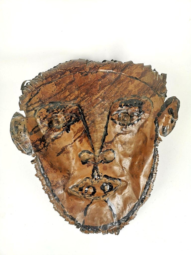 Hand Crafted Copper Wall Sculpture Depicting a Male Head. 1960-70 ...