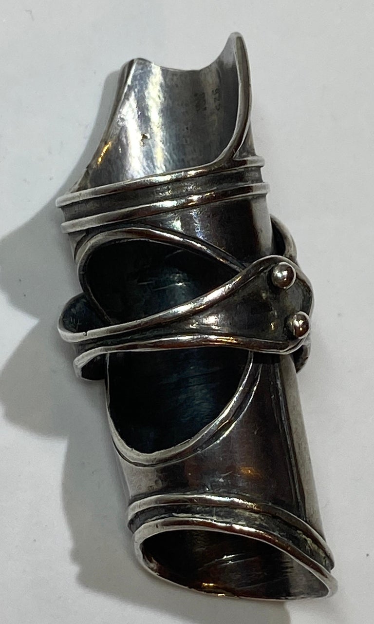 Hand-Crafted Detailed Sterling Silver Gothic Ring For Sale at 1stDibs