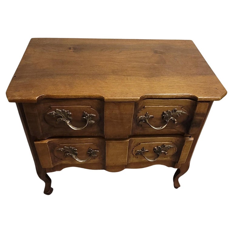 Hand-Crafted French Provincial Walnut Diminutive Commode w/ Hand-Rubbed ...