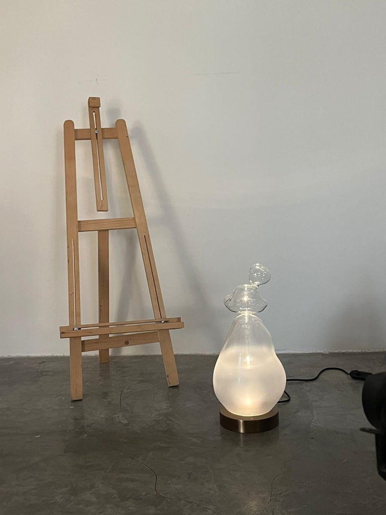 Handcrafted Glass, Pebble Table Lamp For Sale at 1stDibs