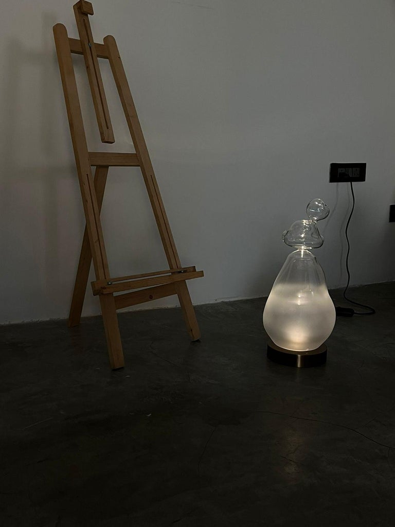 Handcrafted Glass, Pebble Table Lamp For Sale at 1stDibs