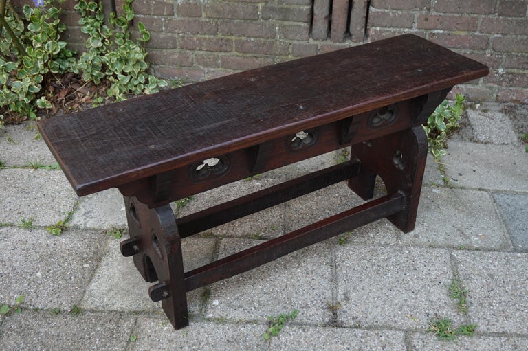 Handcrafted and Hand Carved Gothic Revival Hall Bench or Stool Made of ...