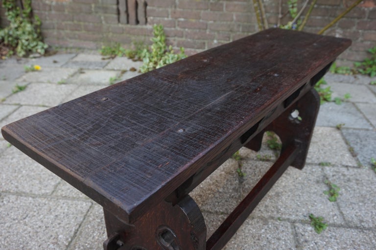 Handcrafted and Hand Carved Gothic Revival Hall Bench or Stool Made of ...