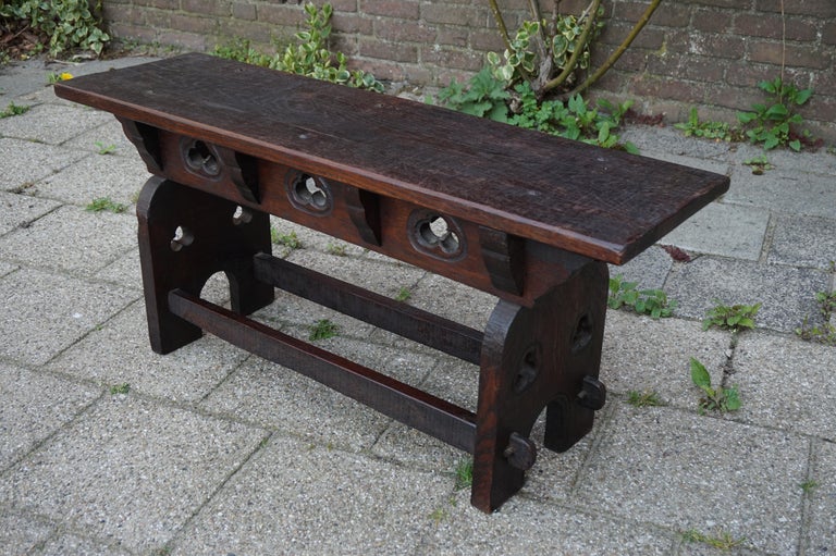 Handcrafted and Hand Carved Gothic Revival Hall Bench or Stool Made of ...