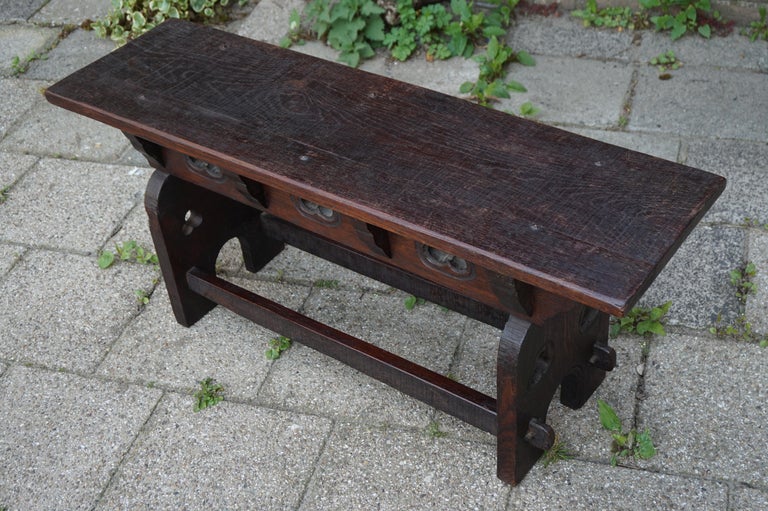 Handcrafted and Hand Carved Gothic Revival Hall Bench or Stool Made of ...
