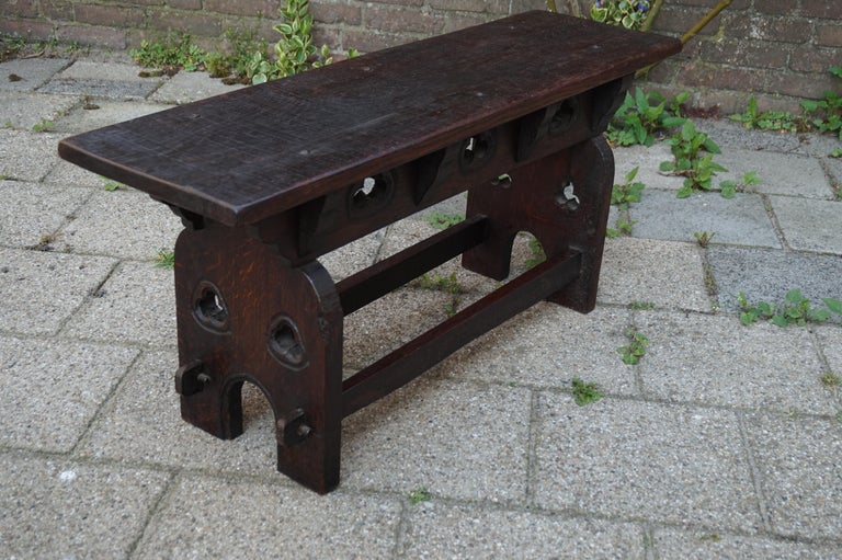 Handcrafted and Hand Carved Gothic Revival Hall Bench or Stool Made of ...