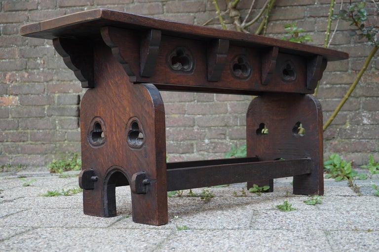 Handcrafted and Hand Carved Gothic Revival Hall Bench or Stool Made of ...