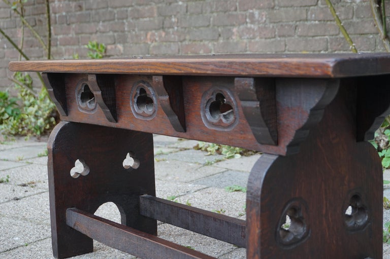 Handcrafted and Hand Carved Gothic Revival Hall Bench or Stool Made of ...