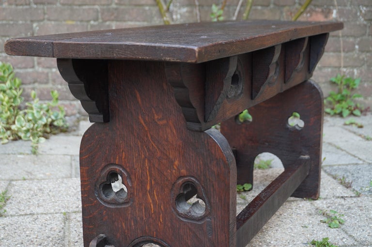 Handcrafted and Hand Carved Gothic Revival Hall Bench or Stool Made of ...