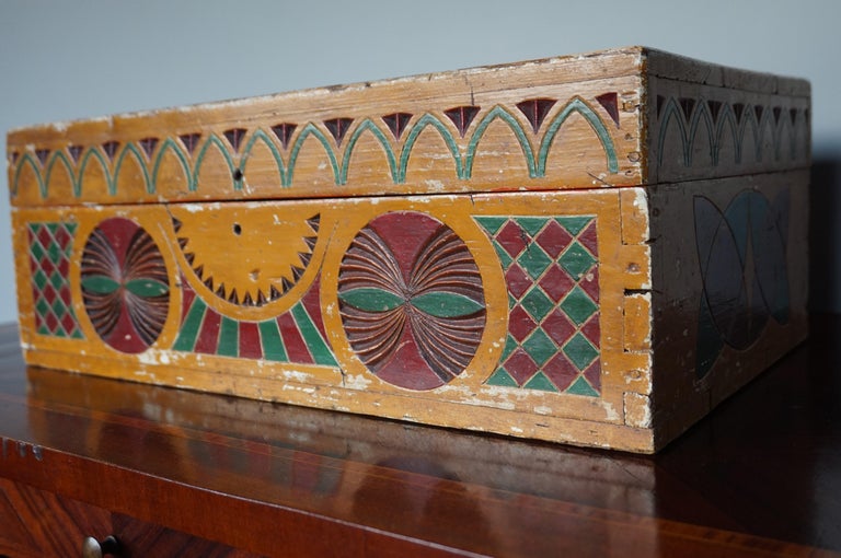 Hand-Crafted, Hand Carved and Hand Painted Arts and Crafts Box w ...
