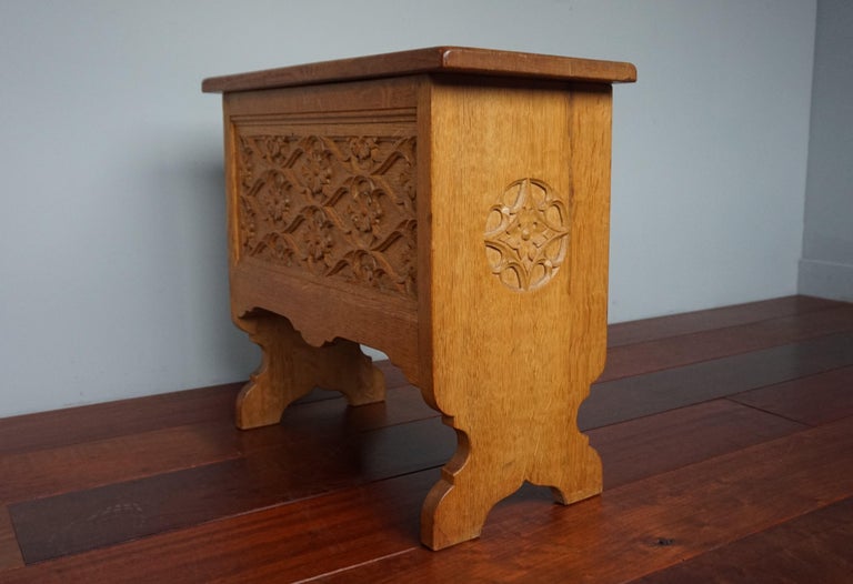 Handcrafted and Hand Carved Rare Gothic Revival Stool and Magazine ...
