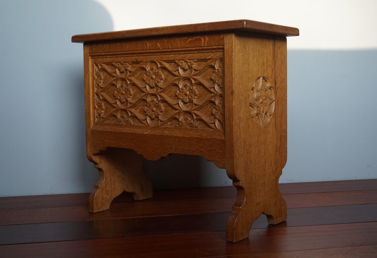 Handcrafted and Hand Carved Rare Gothic Revival Stool and Magazine ...