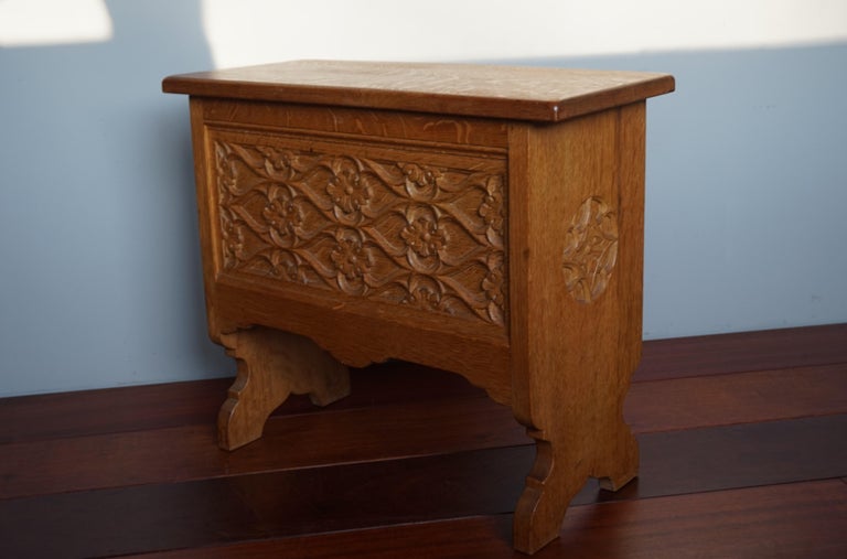 Handcrafted and Hand Carved Rare Gothic Revival Stool and Magazine ...