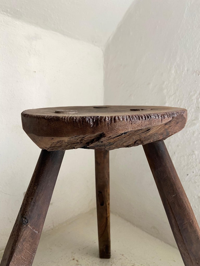 Handcrafted Hardwood Stool from Mexico, circa 1970s For Sale at 1stDibs